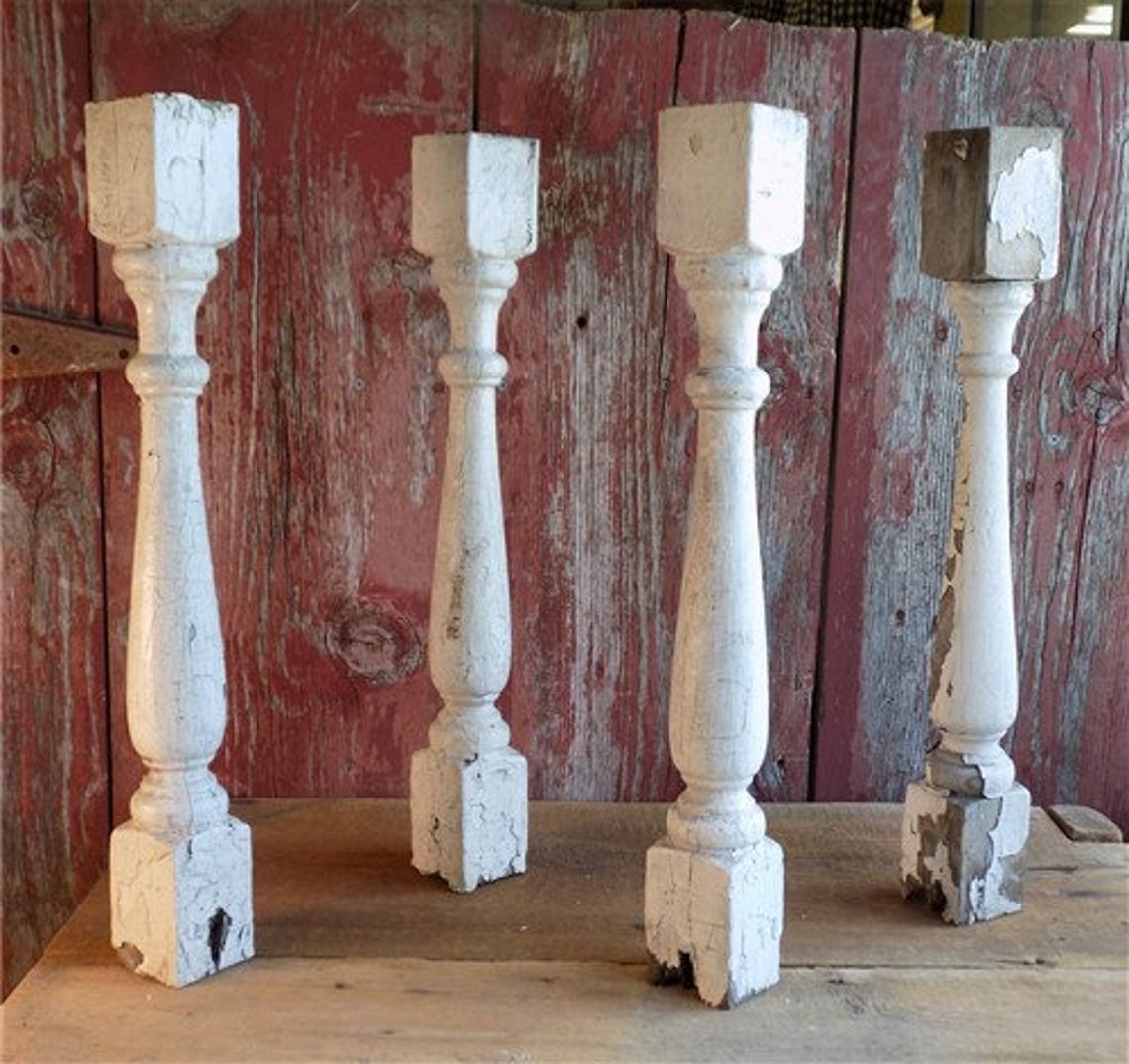 4 Balusters White Wood Architectural Salvage Spindles Porch - Etsy