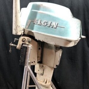 1960 Elgin Sears Roebuck Outboard Boat Motor Model 571.59881, Ser 9881. ...