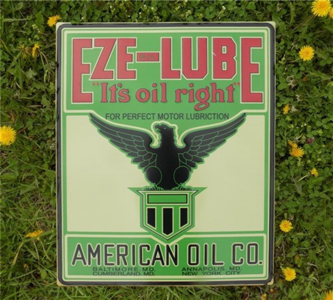 Eze Oil Lube Sign, Tin Advertising Sign, American Oil Sign, Gasoline ...