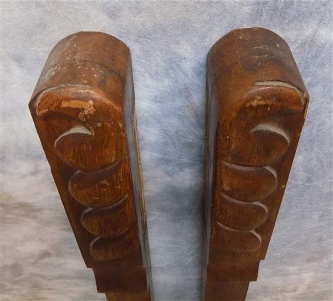2 Wood Posts Furniture Crown Molding Architectural Salvage Trim Vintage ...