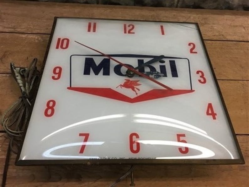 Mobil Oil Pegasus Lighted Pam Clock Vintage Advertising Sign - Etsy