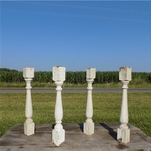 4 Balusters White Wood Architectural Salvage Spindles Porch Post House ...