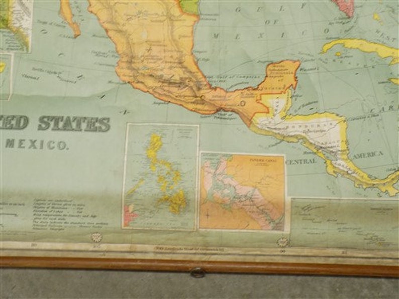 United States Mexico Nystrom Map Vintage Canvas Historical - Etsy