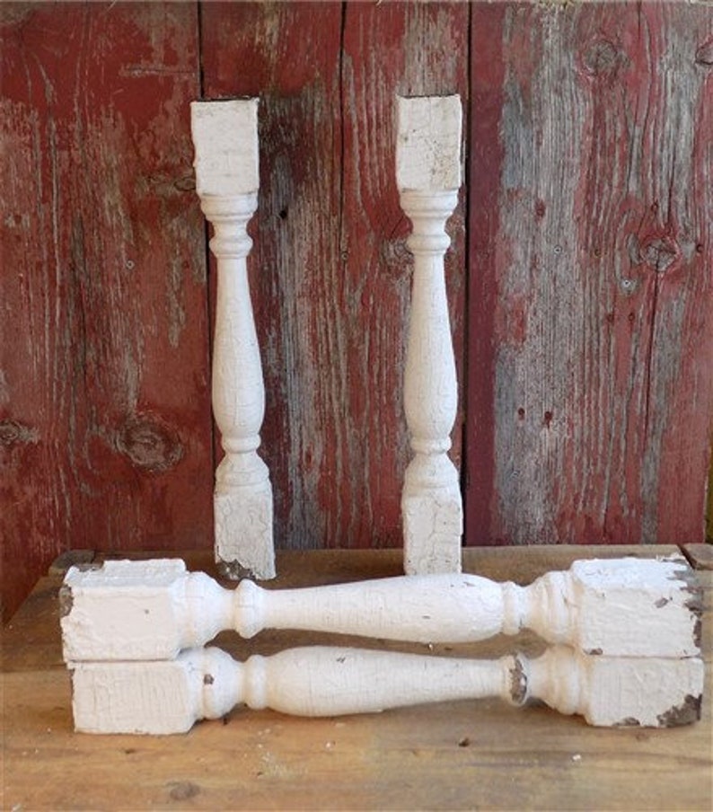4 Balusters White Wood Architectural Salvage Spindles Porch | Etsy
