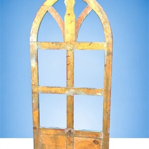 Large Arched Blue French Country Distressed Window Frame, Architectural ...