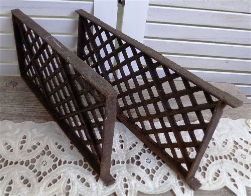 2 Flat Cast Iron Grates Fretwork Vent Covers Air Return Architectural ...