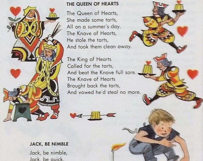 1957 Queen of Hearts Nursery Rhyme Matted Vintage 8x10 Print - Etsy