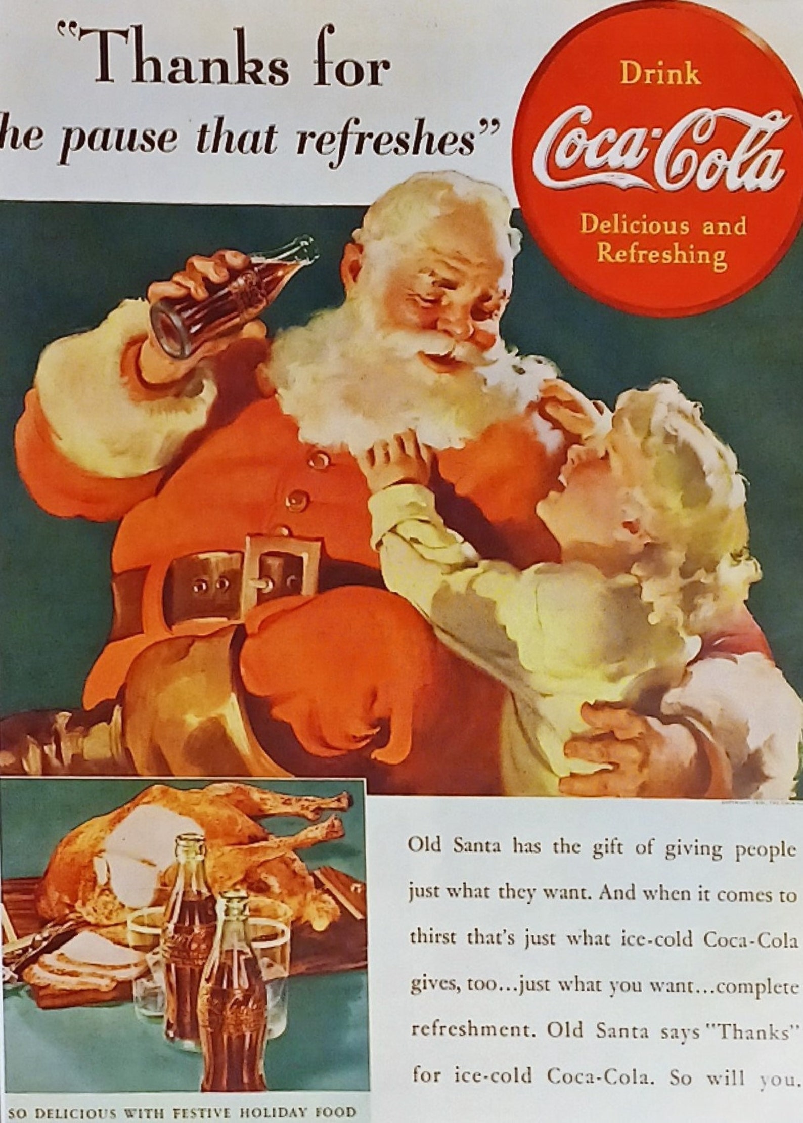1938 Coca-cola Ad Santa Claus Matted Vintage 11x14 Print - Etsy