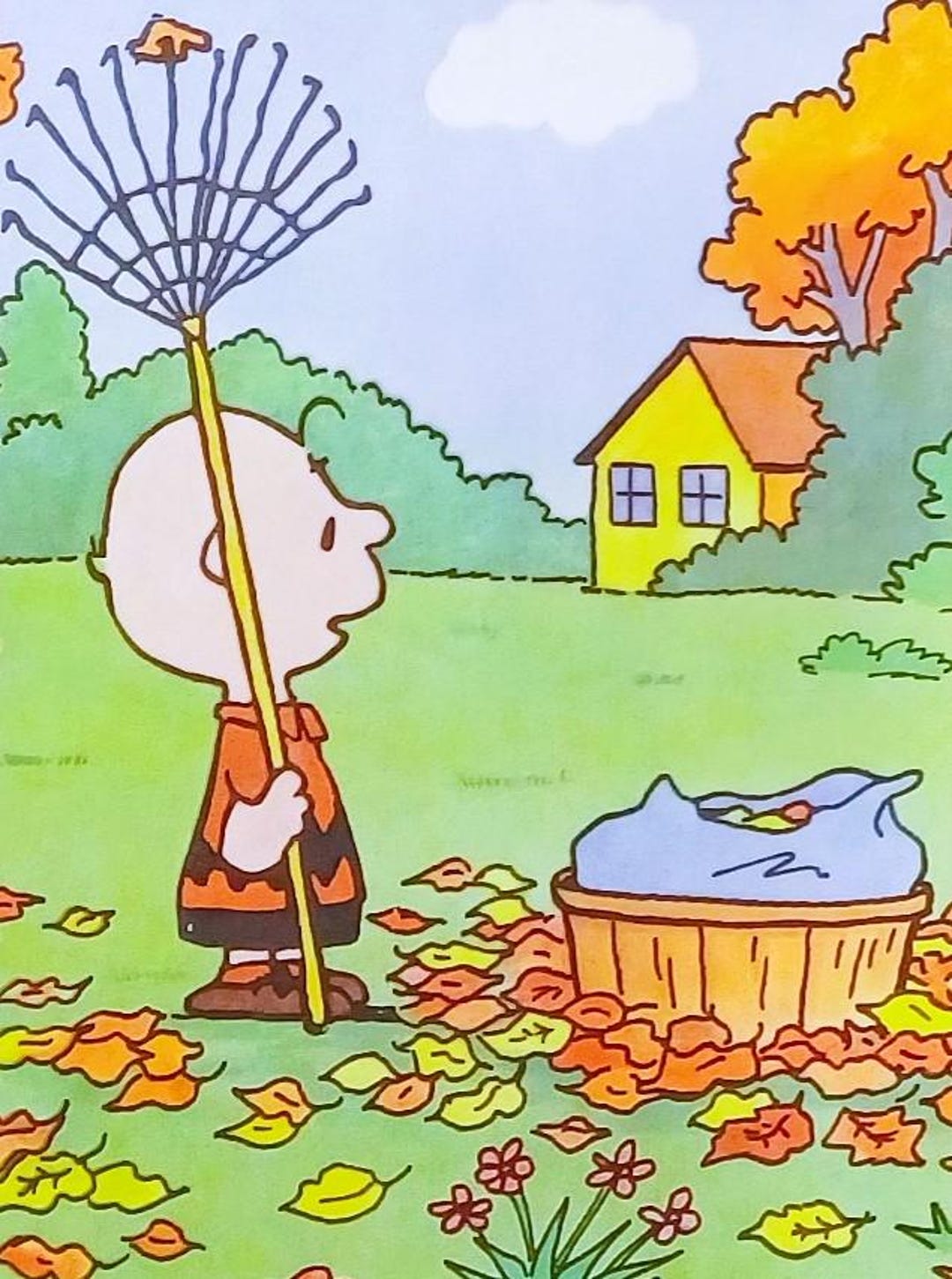 1987 Charlie Brown Raking Leaves Matted Vintage Peanuts 8x10 Print - Etsy