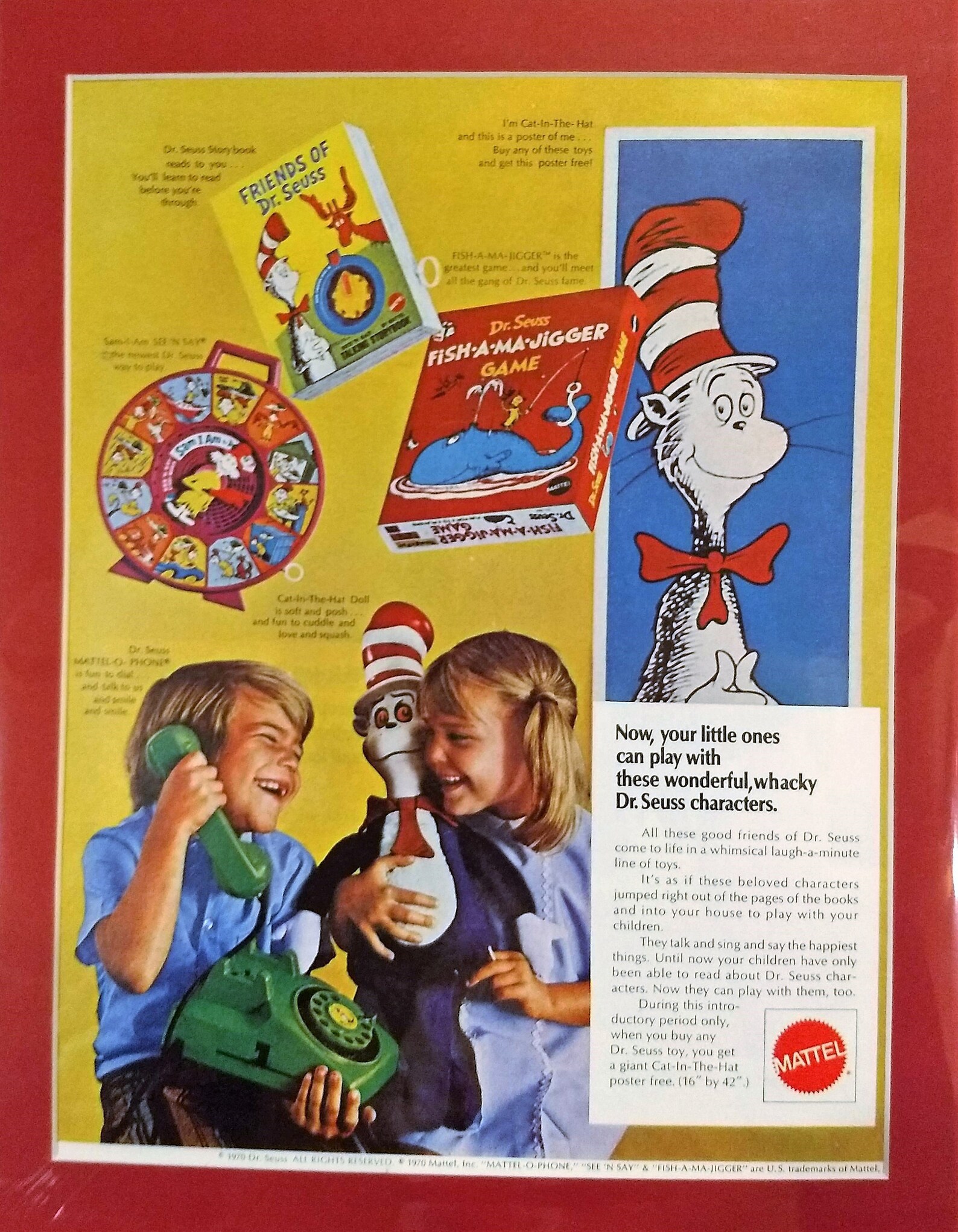 1970 Mattel Cat in the Hat Toy Ad Matted Vintage 11x14 Print - Etsy