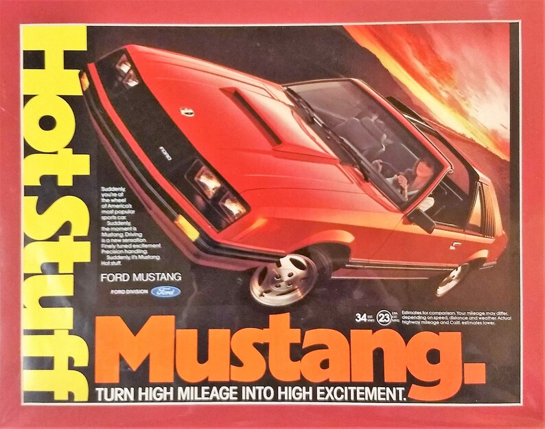 1981 Ford Mustang Car Ad Matted Vintage 11x14 Print - Etsy