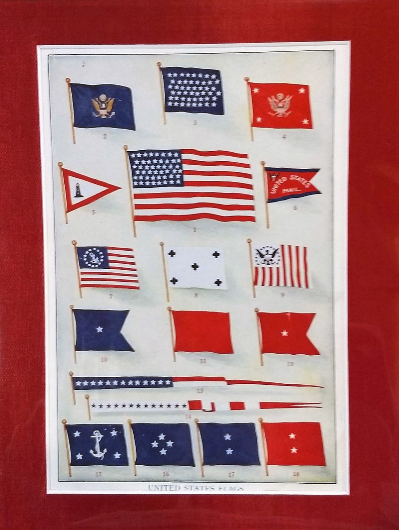 1931 United States Flags Matted Vintage 8x10 Print - Etsy