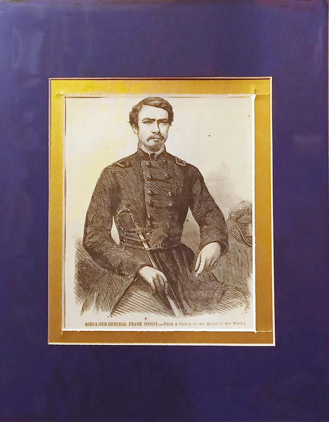 1861 Union General Franz Siegel Original Woodblock Egraving FRAME-READY ...
