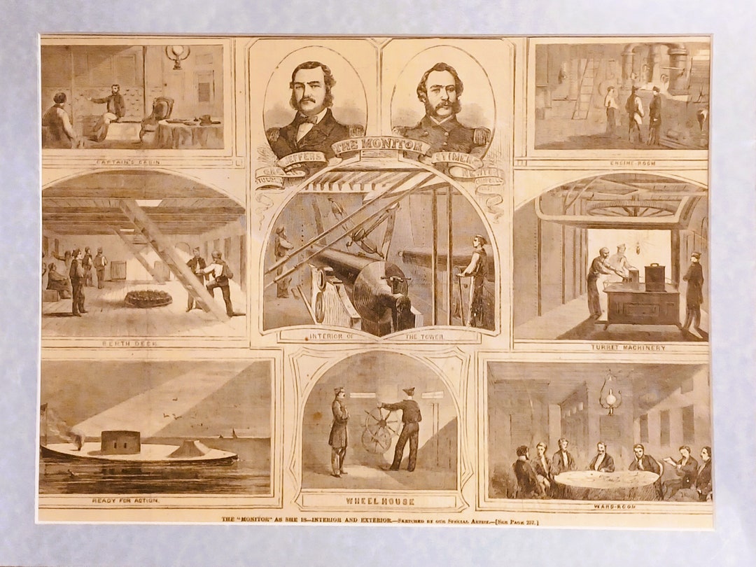 1862 Union Ironclad Monitor Harper's Weekly Original Woodblock ...