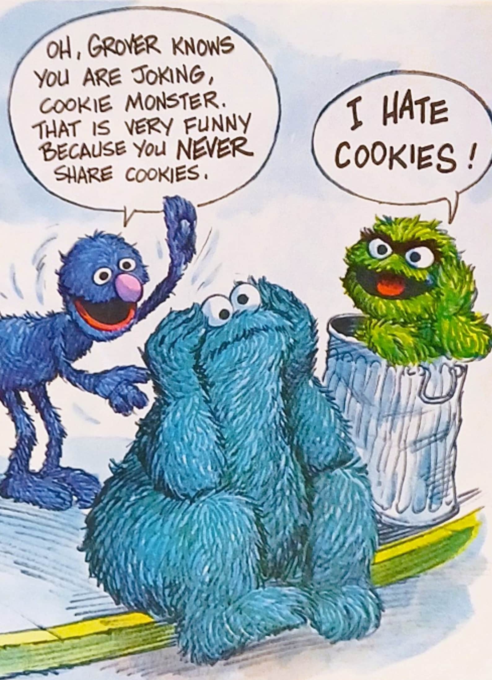 1977 Cookie Monster Matted Vintage Sesame Street 8x10 Print Grove Oscar ...
