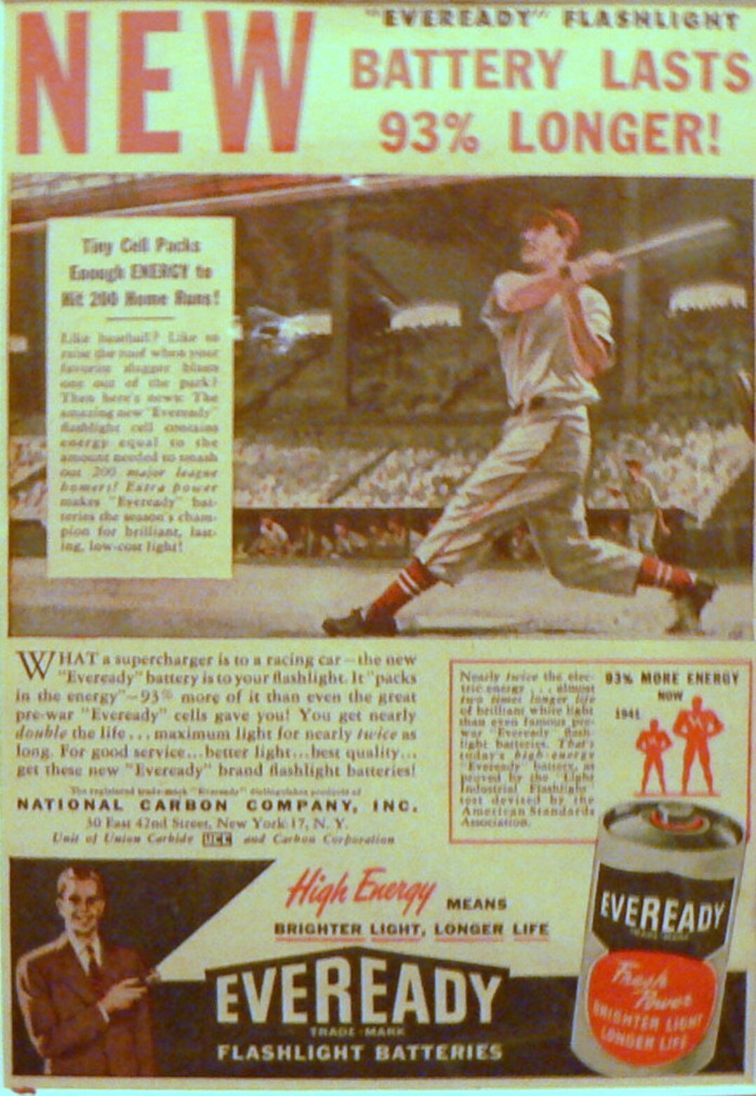 Buy 1947 Baseball & Eveready Battery Ad Matted Vintage 8x10 Print ...