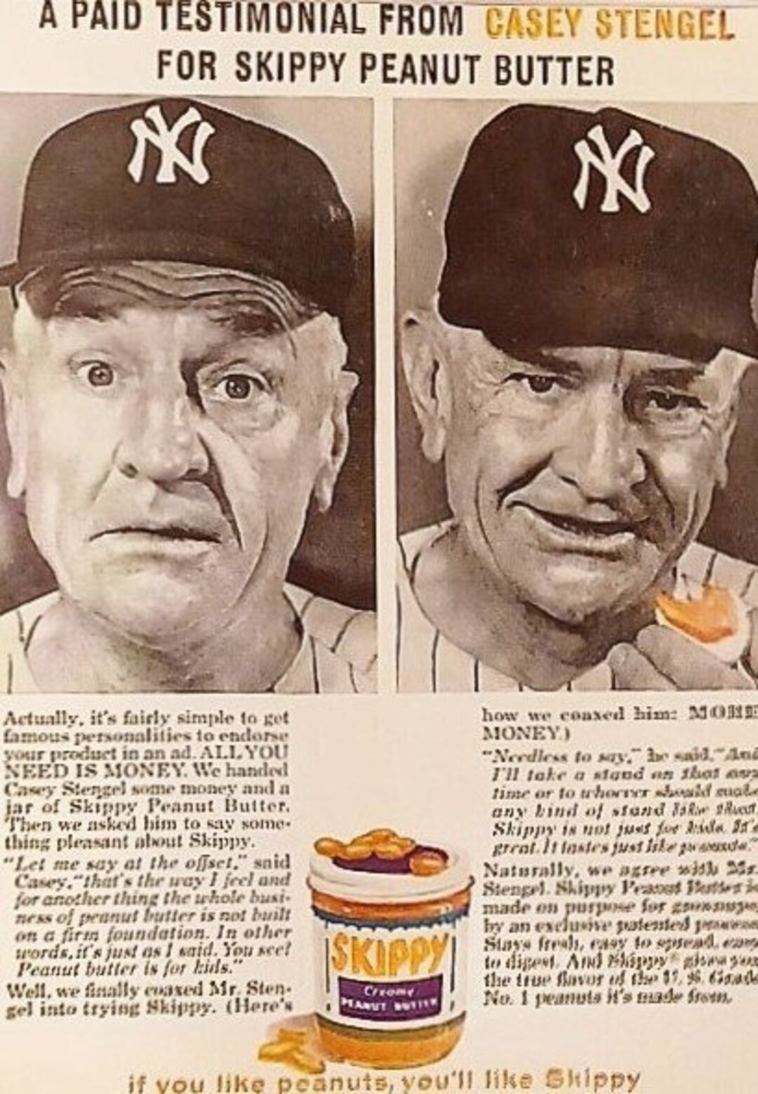 1959 Skippy Peanut Butter Ad Matted Vintage 8x10 Print Casey Stengal ...