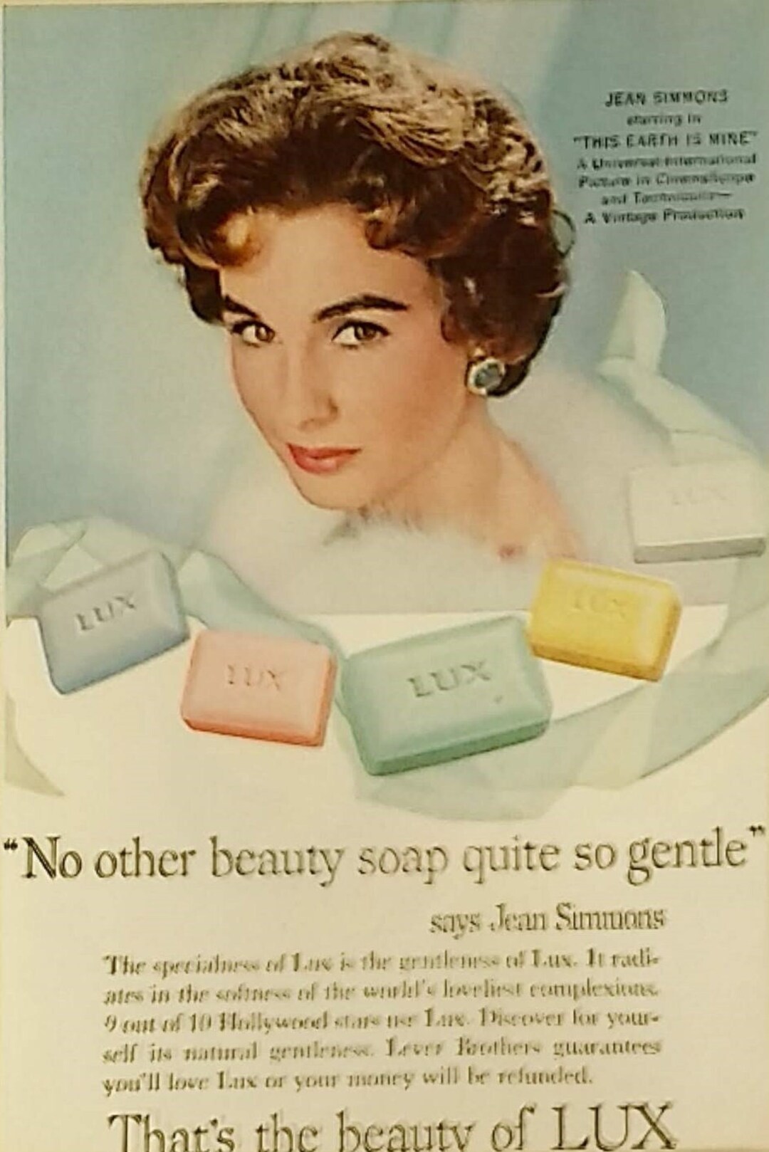 1959 Lux Beauty Soap Ad Matted Vintage 8x10 Print Jean Simmons - Etsy