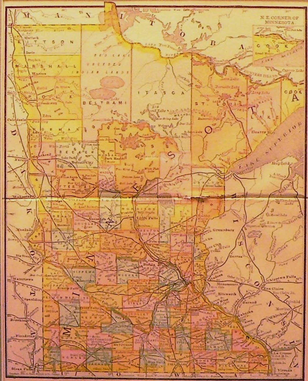 1885 Map of Minnesota Matted Antique 11x14 Print - Etsy