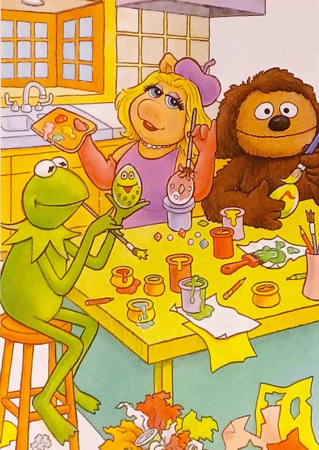 1998 Kermit the Frog Miss Piggy Rowlf Matted 8x10 Muppet Print Easter ...