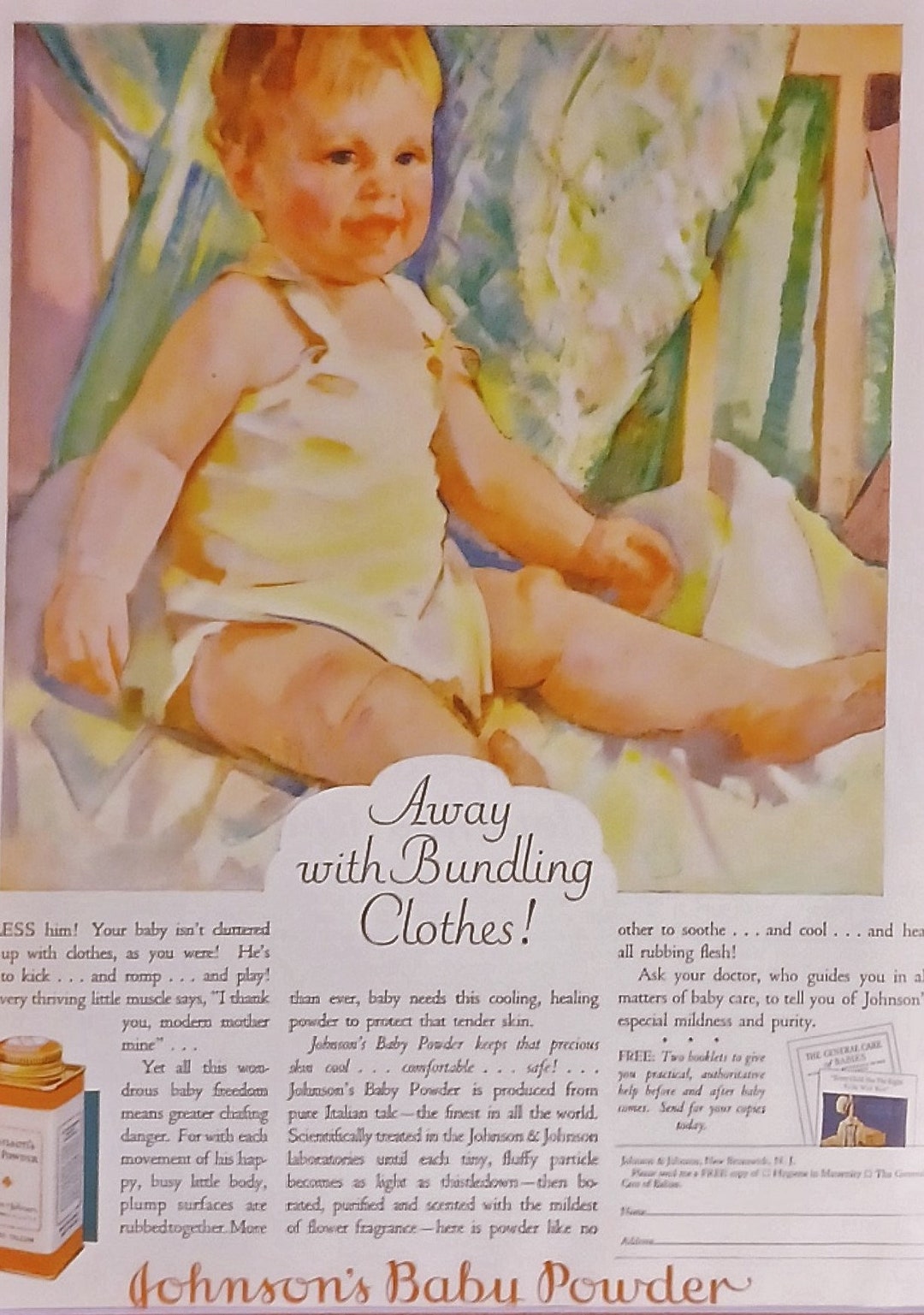1928 Johnson's Baby Powder Matted Vintage 11x14 Print - Etsy