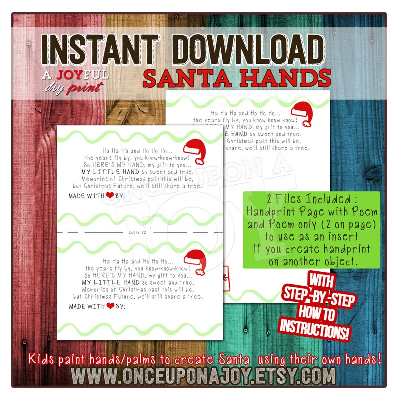 DIY Santa Handprints - Instant Download - Etsy