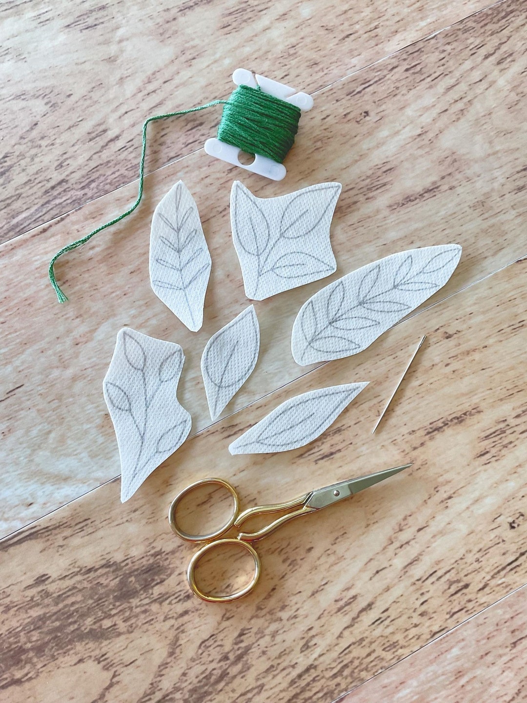 Set of 6 - DIY - Leaves - Stick and Stitch Patches - Crafting ...