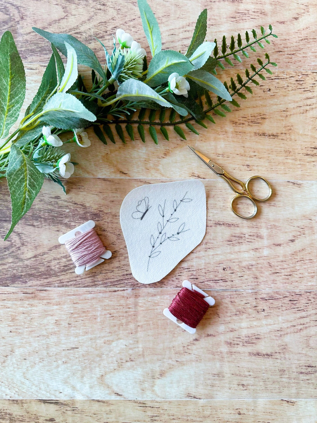 Butterfly Floral Stem Patch - Flower Garden Stick & Stitch Patches ...