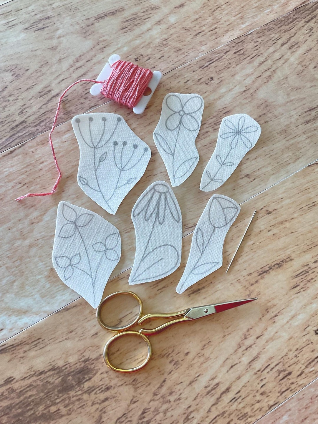 Set of 6 - DIY - Floral - Stick and Stitch Patches - Crafting ...