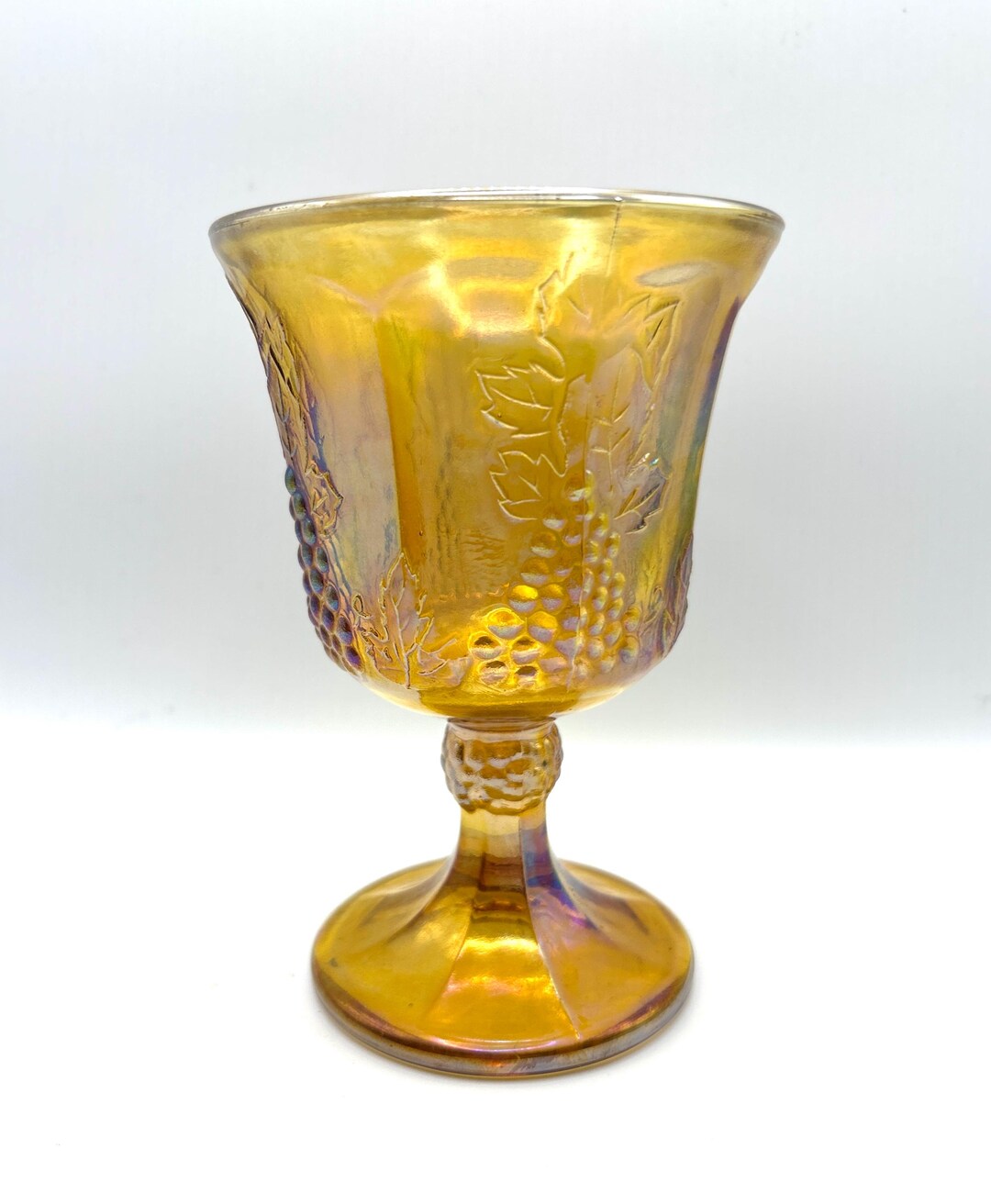 Vintage Amber Goblet Indiana Glass “carnival” | Harvest Grape Pattern ...