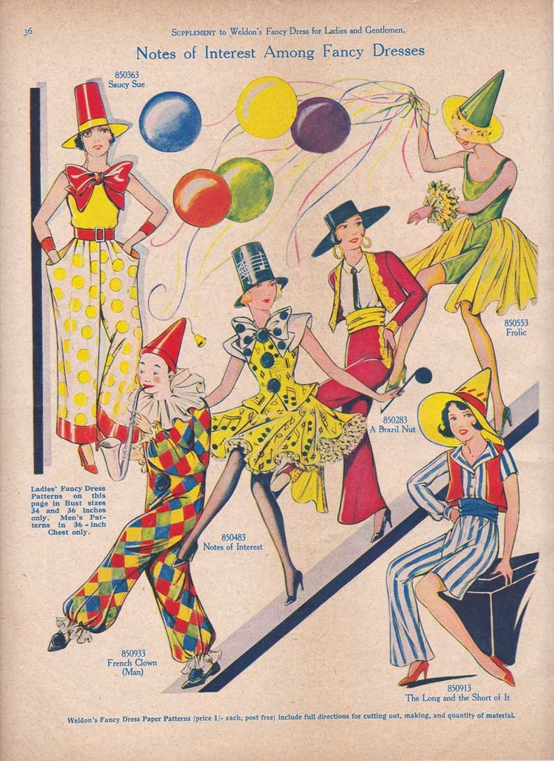 PDF Reproduction - Circa Early 1930s - Weldon's Fancy Dress Catalog ...