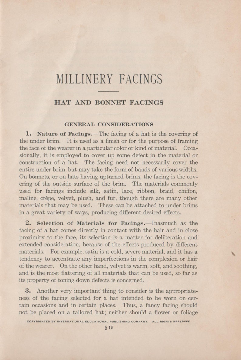 PDF Reproduction - 1916 - Millinery Facings - Woman's Institute ...