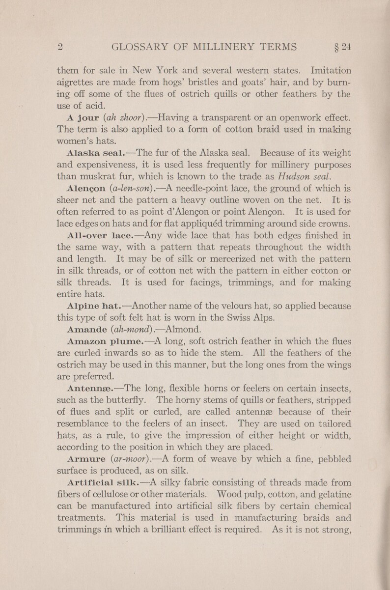 PDF Reproduction - 1916 - Glossary of Millinery Terms - Woman's ...