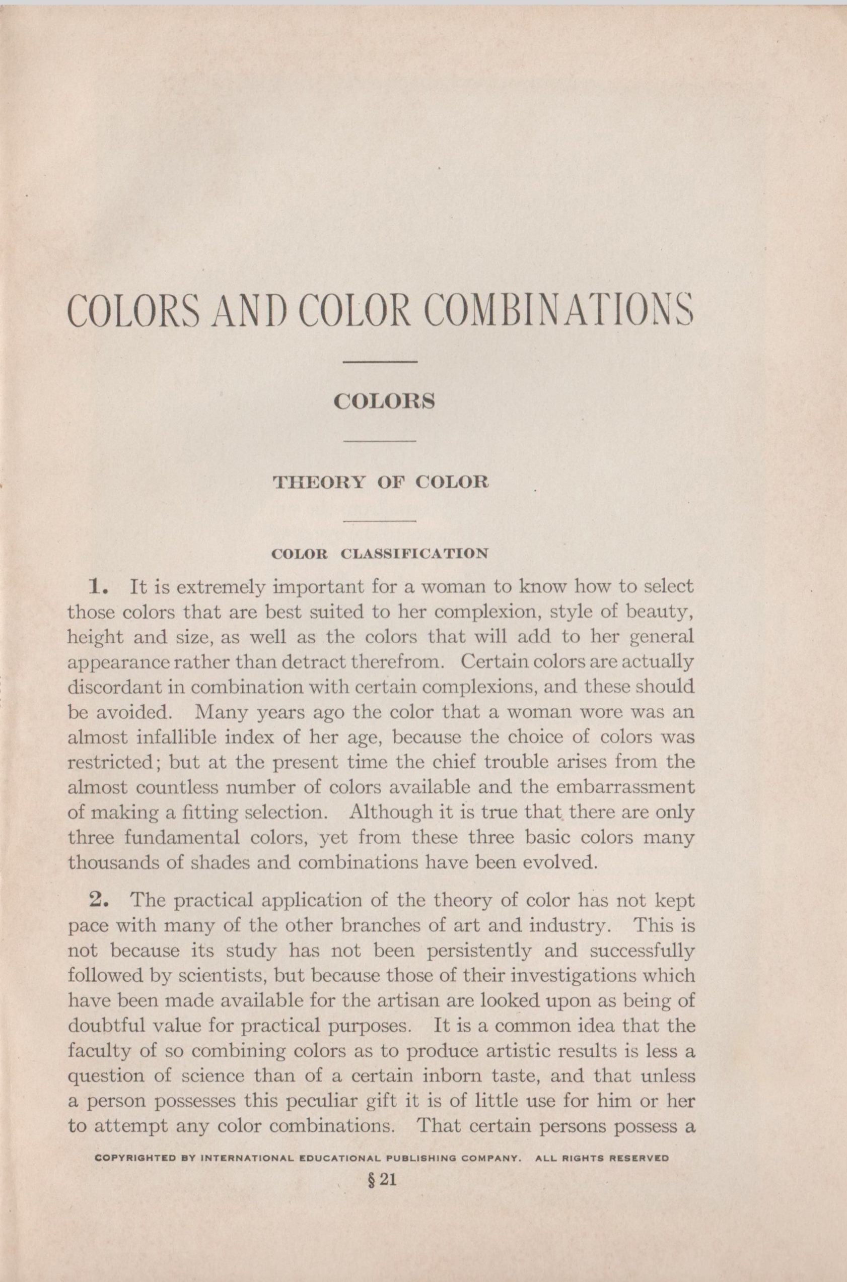 PDF Reproduction - 1916 - Colors and Color Combinations Booklet - Woman ...