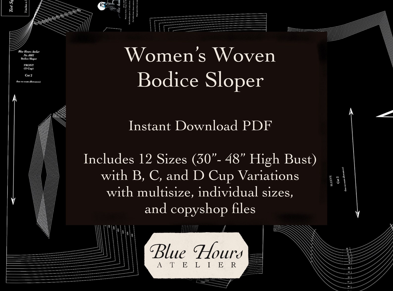 Women's Woven Bodice Sloper, 30" to 48" High Bust, With B, C, and D Cup ...