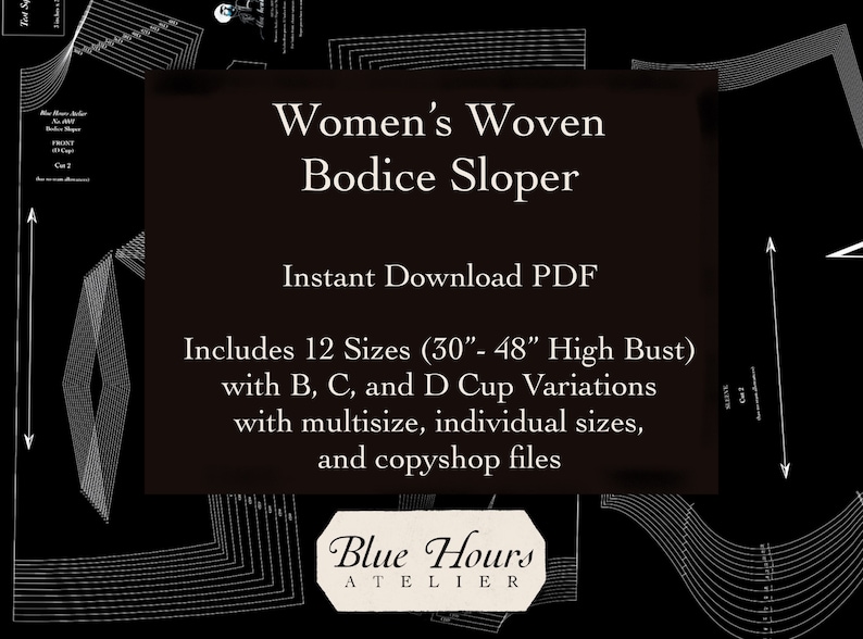Women's Woven Bodice Sloper, 30" to 48" High Bust, With B, C, and D Cup ...