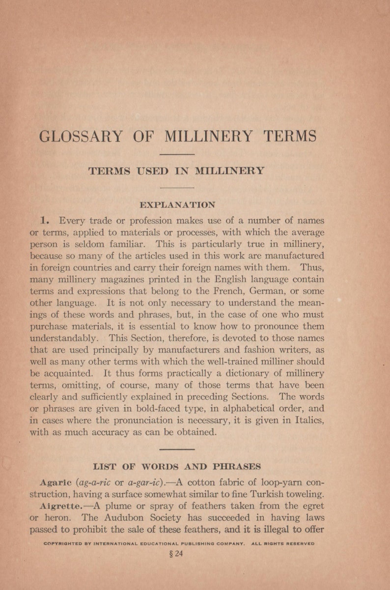 PDF Reproduction - 1916 - Glossary of Millinery Terms - Woman's ...