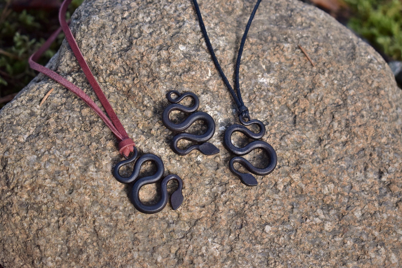 Viking Age Style Forged Iron Viper Snake Jörmungandr Pendant - Etsy