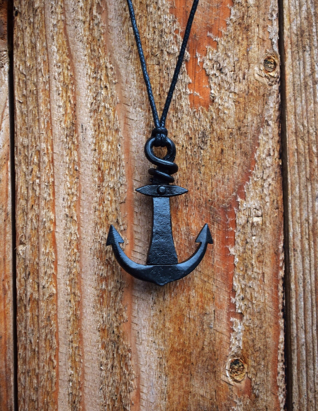 Hand Forged Black Iron Sailor's Anchor Pendant, Sold With Jewelry Cord ...