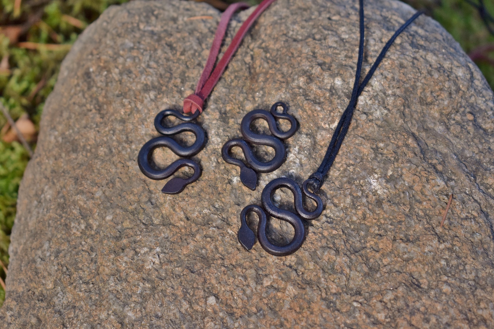 Viking Age Style Forged Iron Viper Snake Jörmungandr Pendant - Etsy