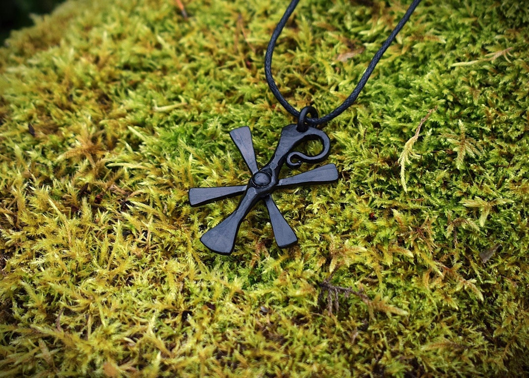 Hand Forged Black Steel Chi Rho Pendant: Early Christian Symbol ...