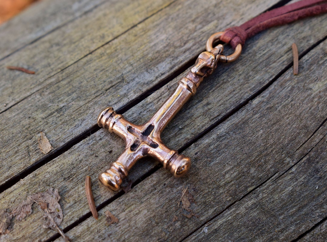 Viking Age/crusades Era Bronze Wolf Cross/thor's Hammer/inverted Cross ...