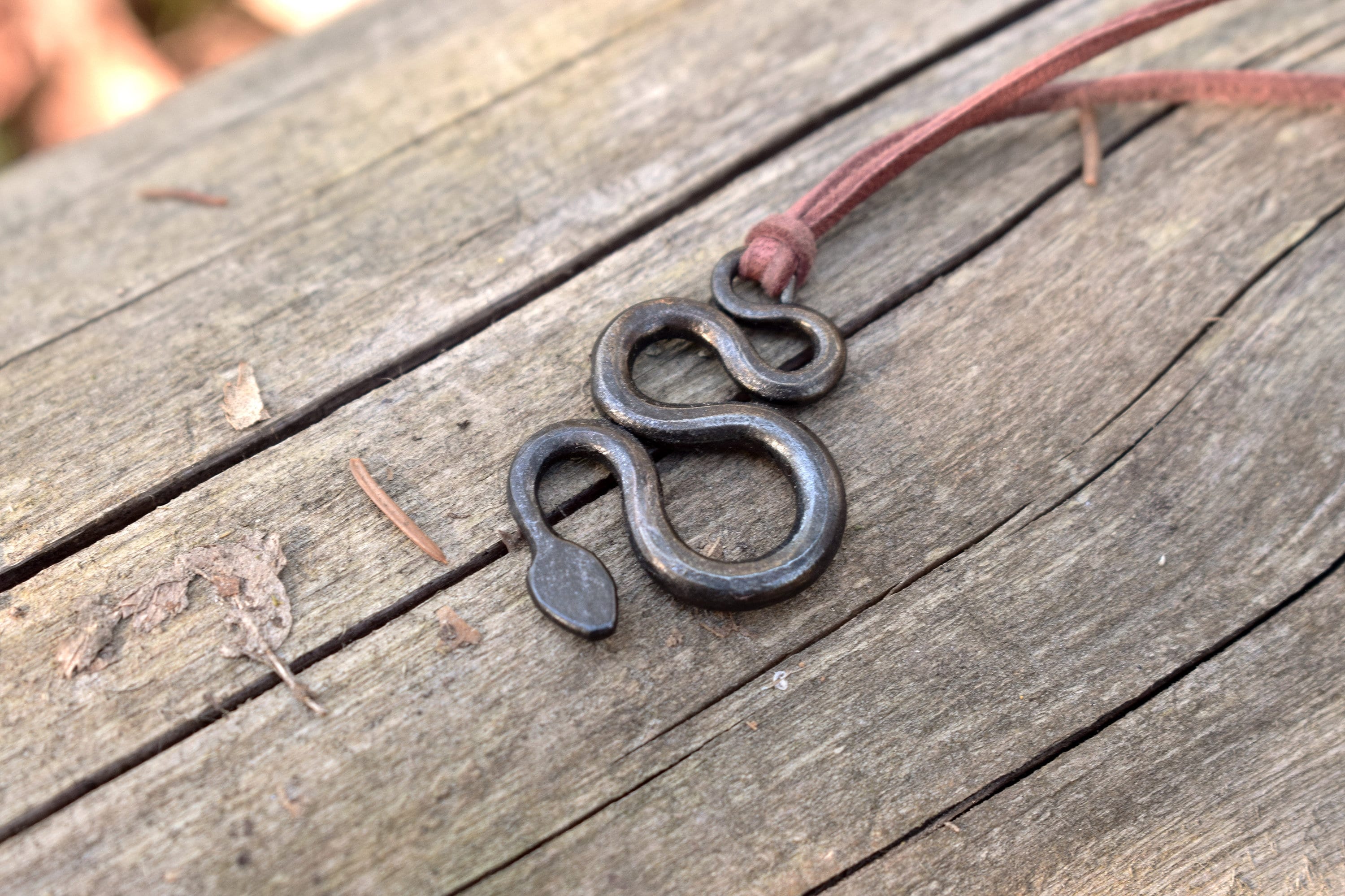 Viking Age Style Forged Iron Viper Snake Jörmungandr Pendant - Etsy