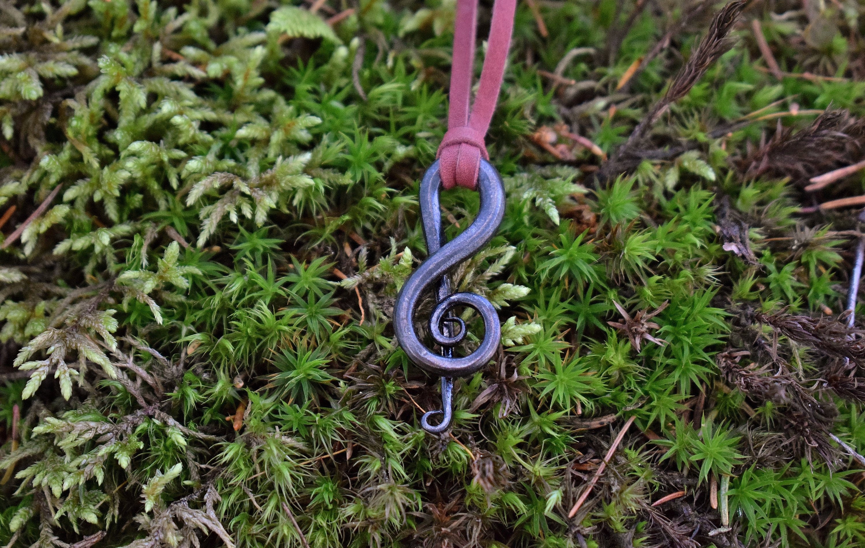 Hand Forged Black Iron Treble Clef Pendant: Musical Note Amulet - Etsy