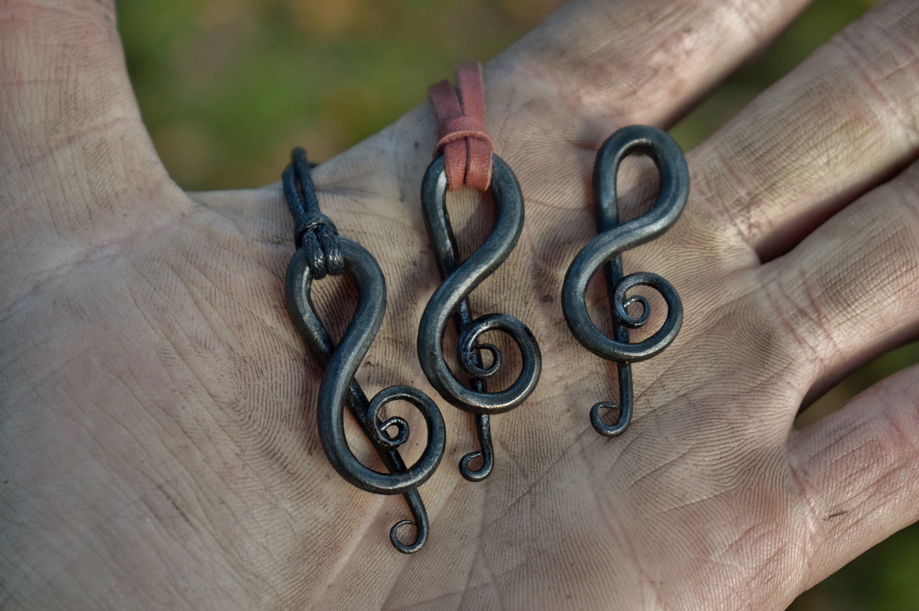 Hand Forged Black Iron Treble Clef Pendant: Musical Note Amulet - Etsy