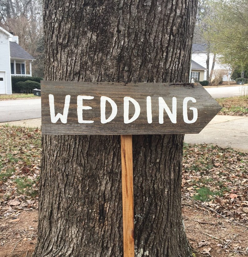 Wedding Sign Wood Wedding Arrow Sign Wooden Wedding Sign | Etsy