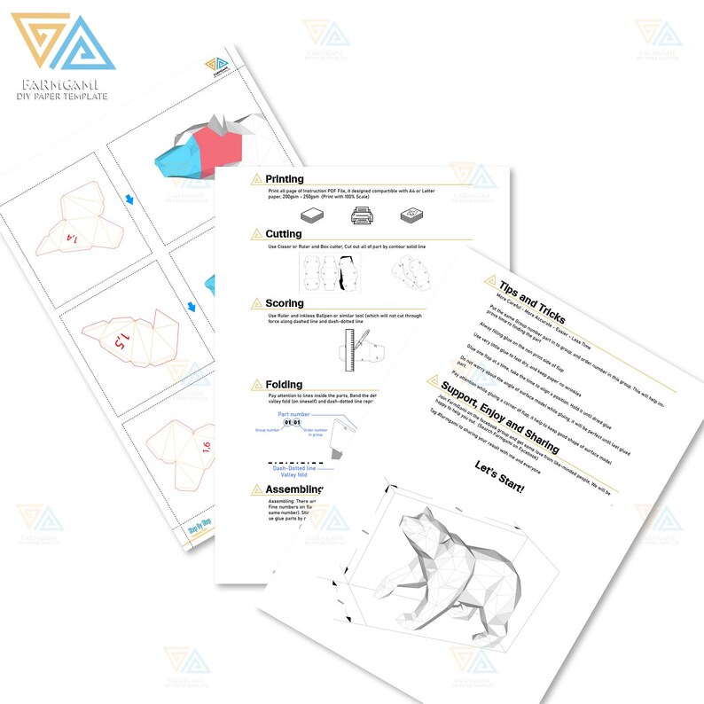 3D Bear Papercraft Template – DIY Paper Sculpture (PDF Digital File) - Etsy