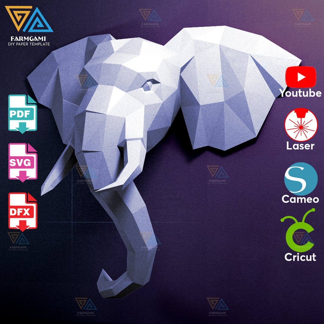 Elephant Paper Model Template |elephant Paper Sculpture |elephant ...