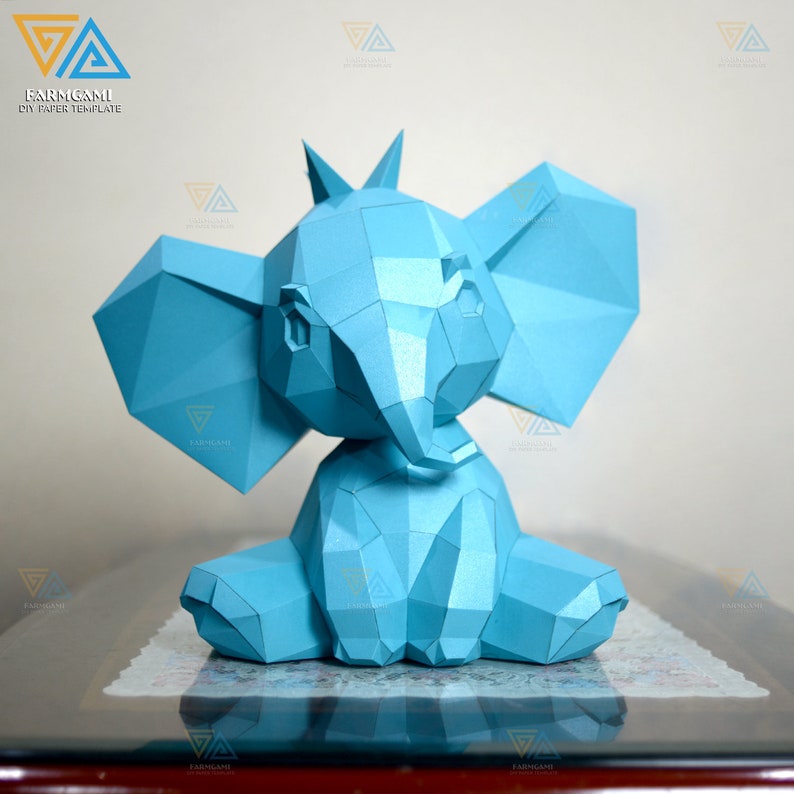 Baby Elephant 3D Paper Sculpture Template – DIY Papercraft Kit - Etsy
