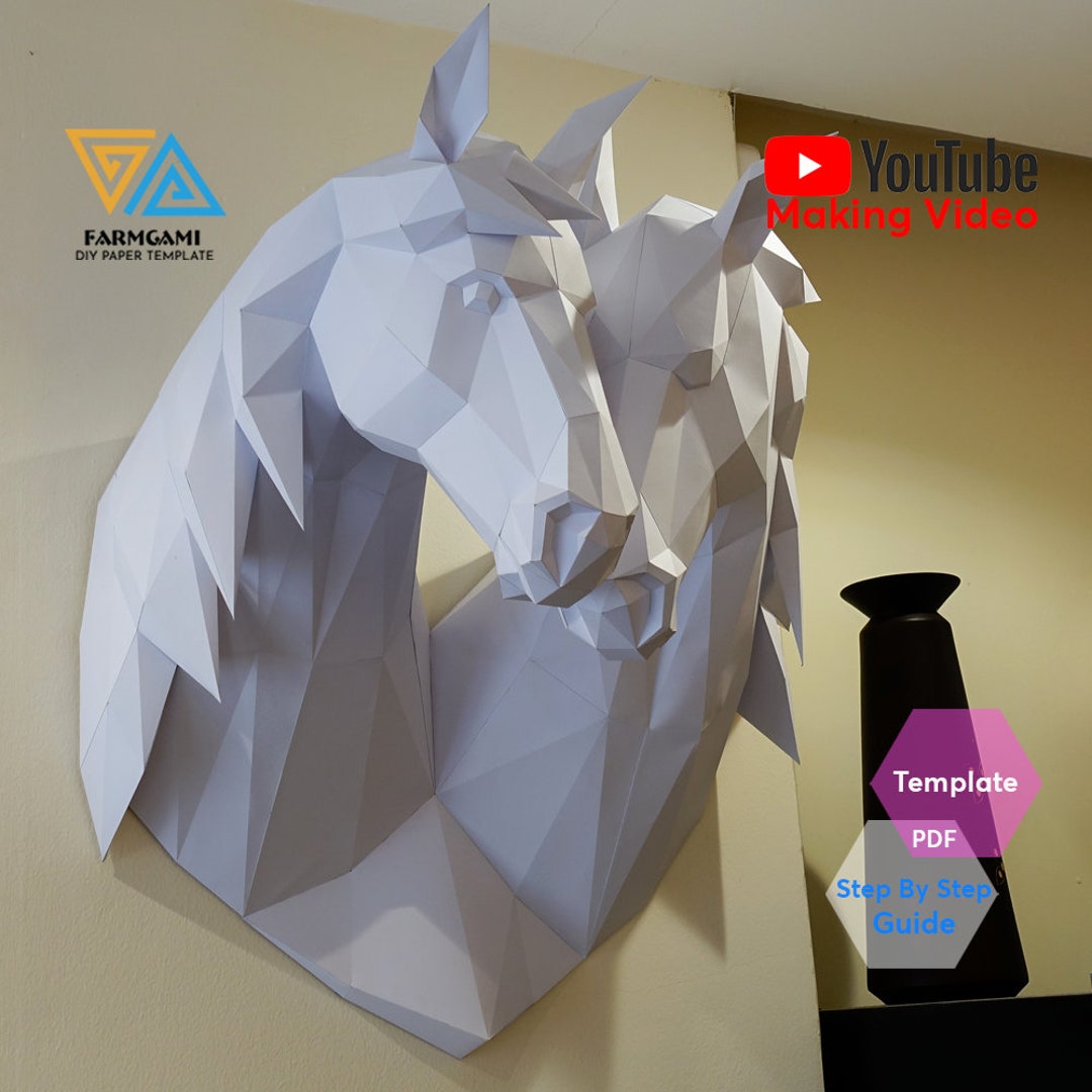 Couple Horse Paper Model Template couple Horse Paper - Etsy